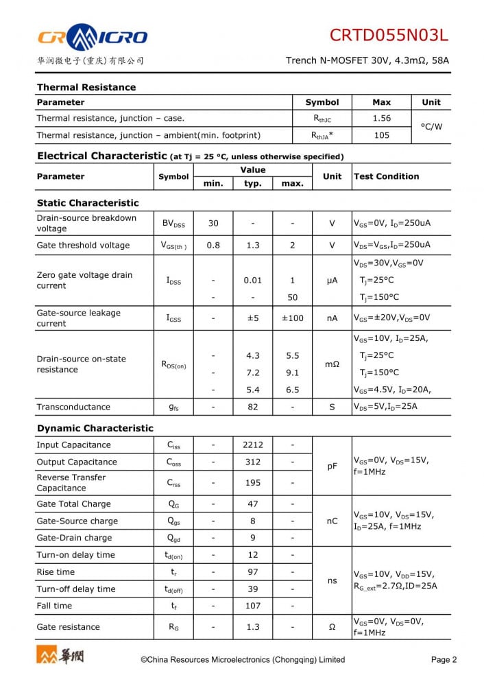 SKTD055N03L datasheet page 2