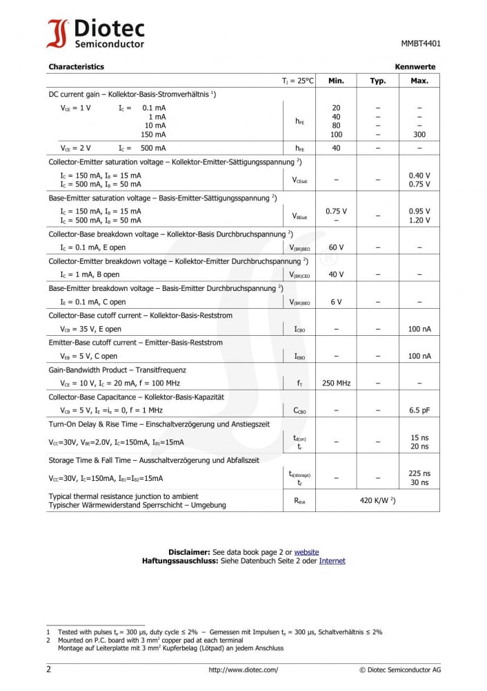 MMBT4401 datasheet page 2