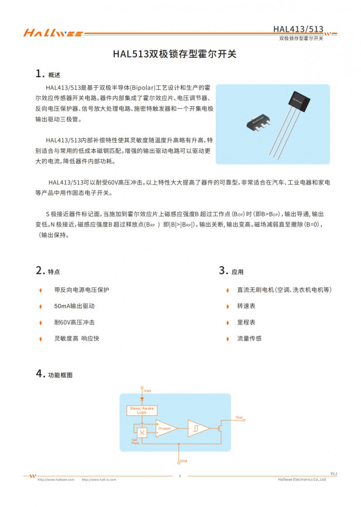 HAL513SO datasheet page 1