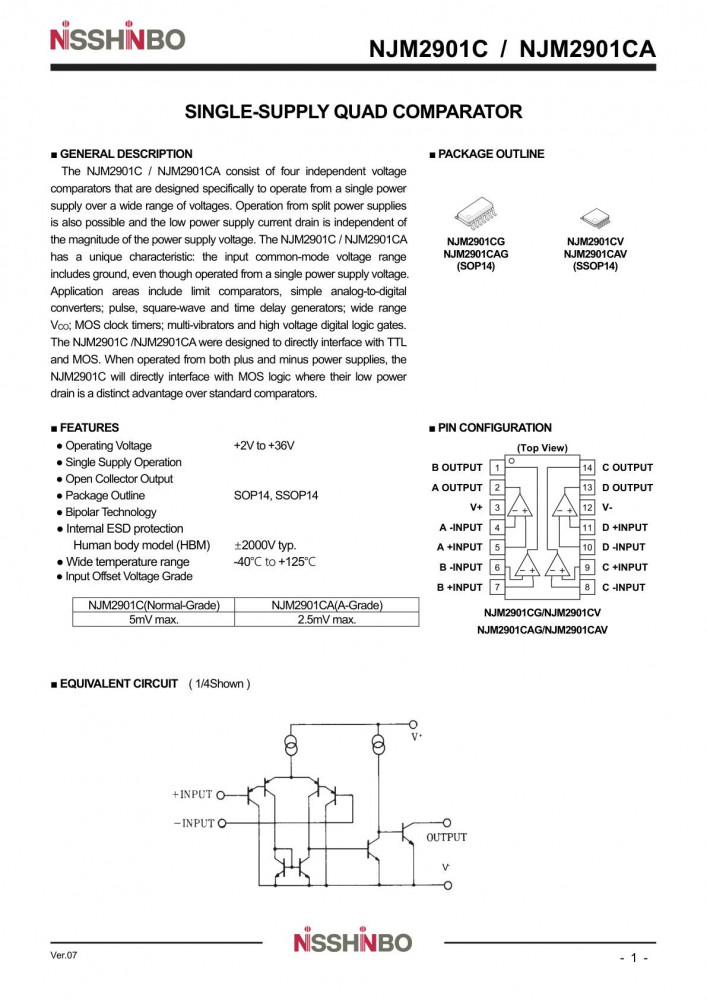 NJM2901CA technical document page 1