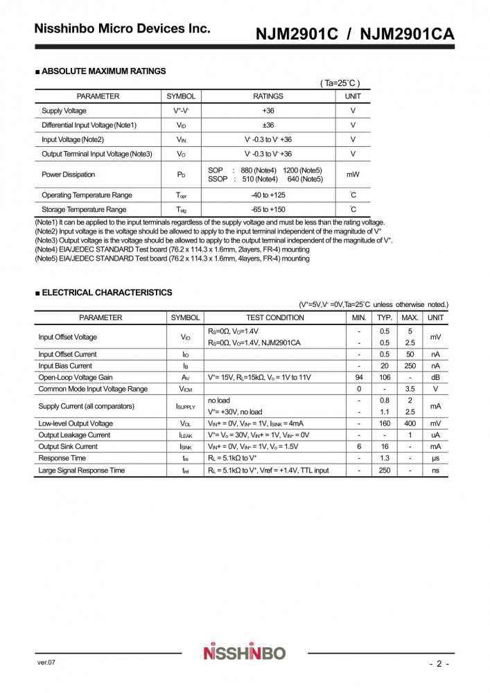 NJM2901CA technical document page 2