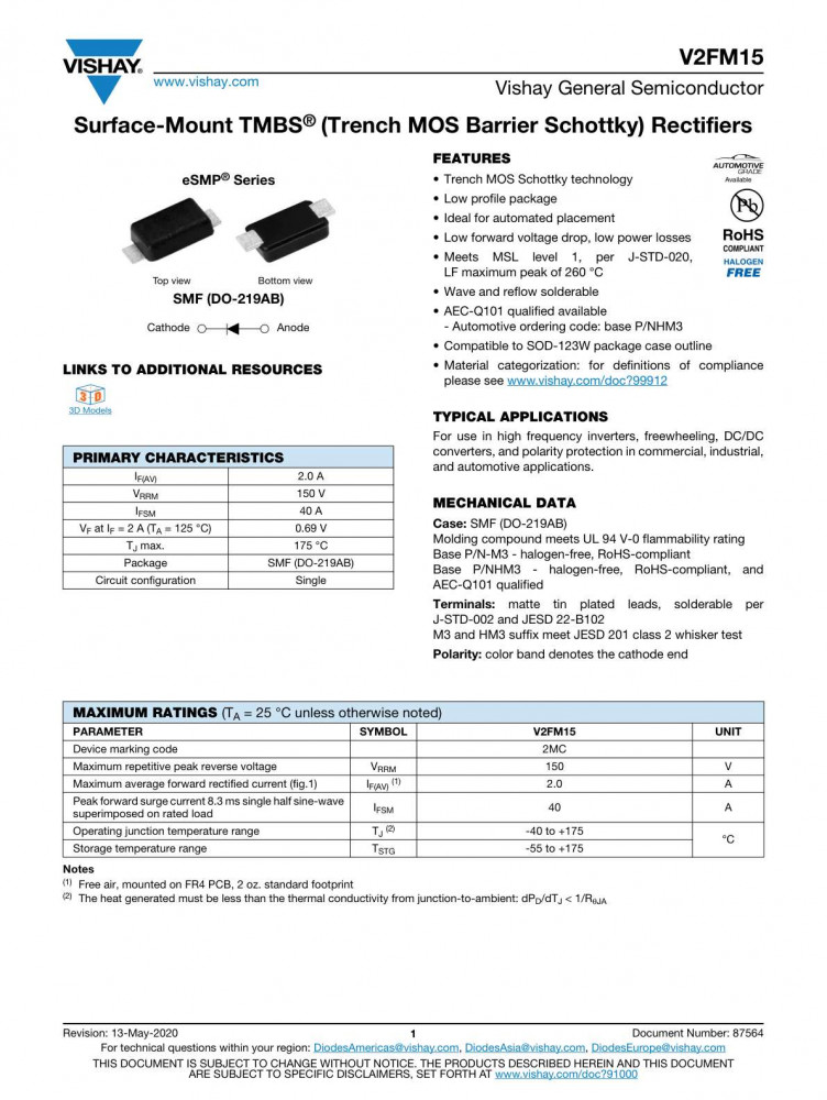 V2FM15 datasheet page 1