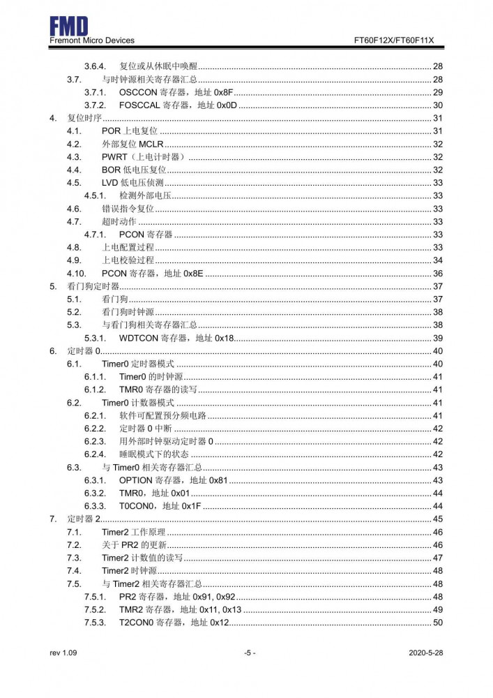 FT60F122A-RB technical document page 5