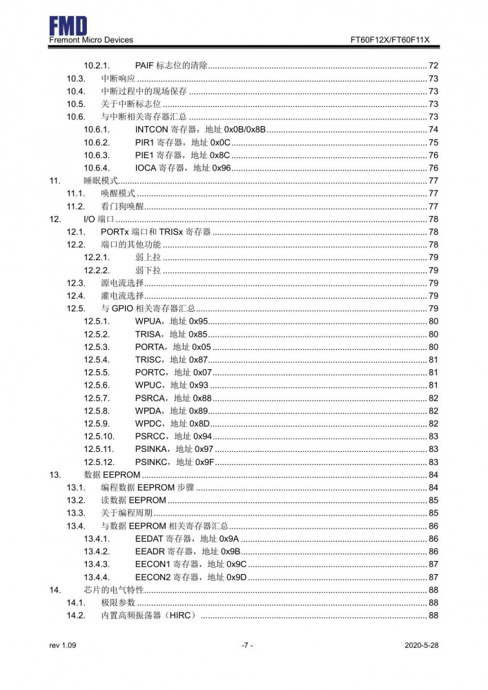 FT60F122A-RB technical document page 7