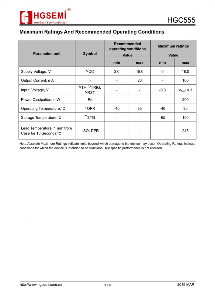 HGC555 datasheet page 3