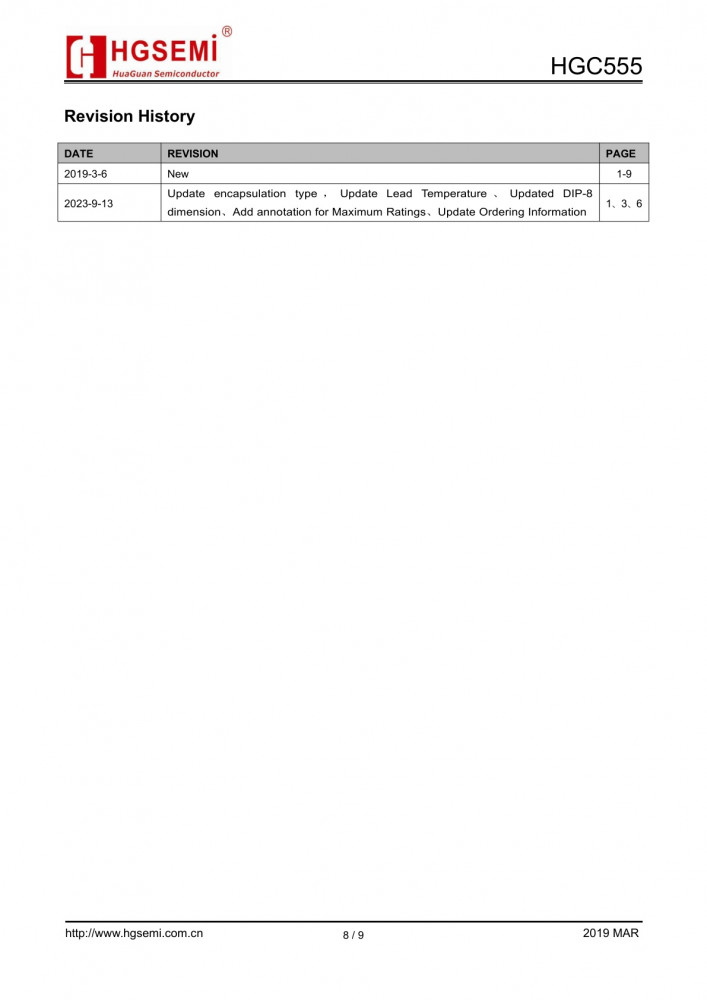 HGC555 datasheet page 8