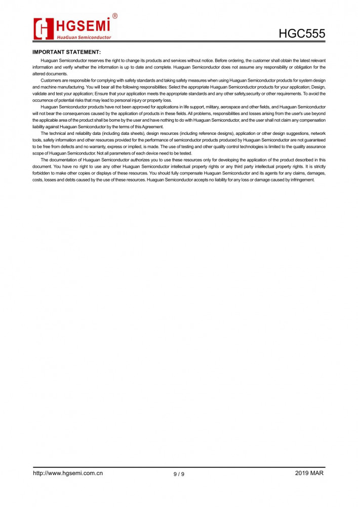 HGC555 datasheet page 9