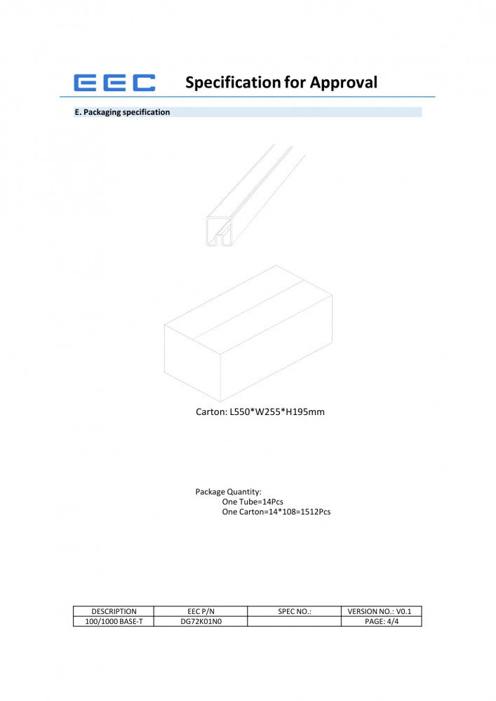 DG72K01N0 specification packaging page