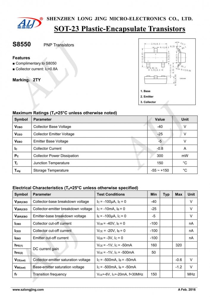ALJ S8550 datasheet page 1
