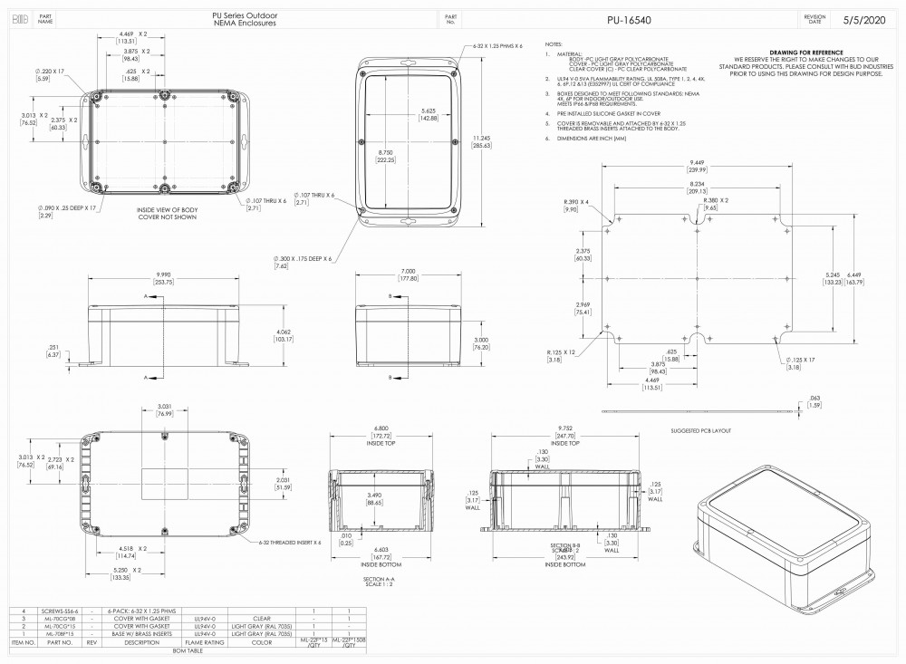 PU-16540 technical drawing preview