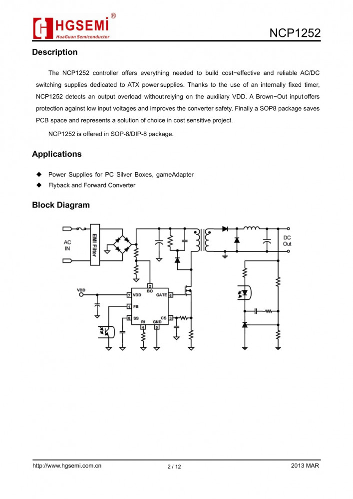 NCP1252N technical document page 2