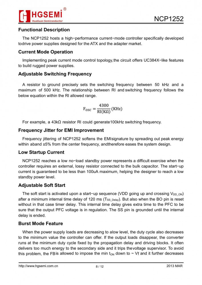 NCP1252N technical document page 8