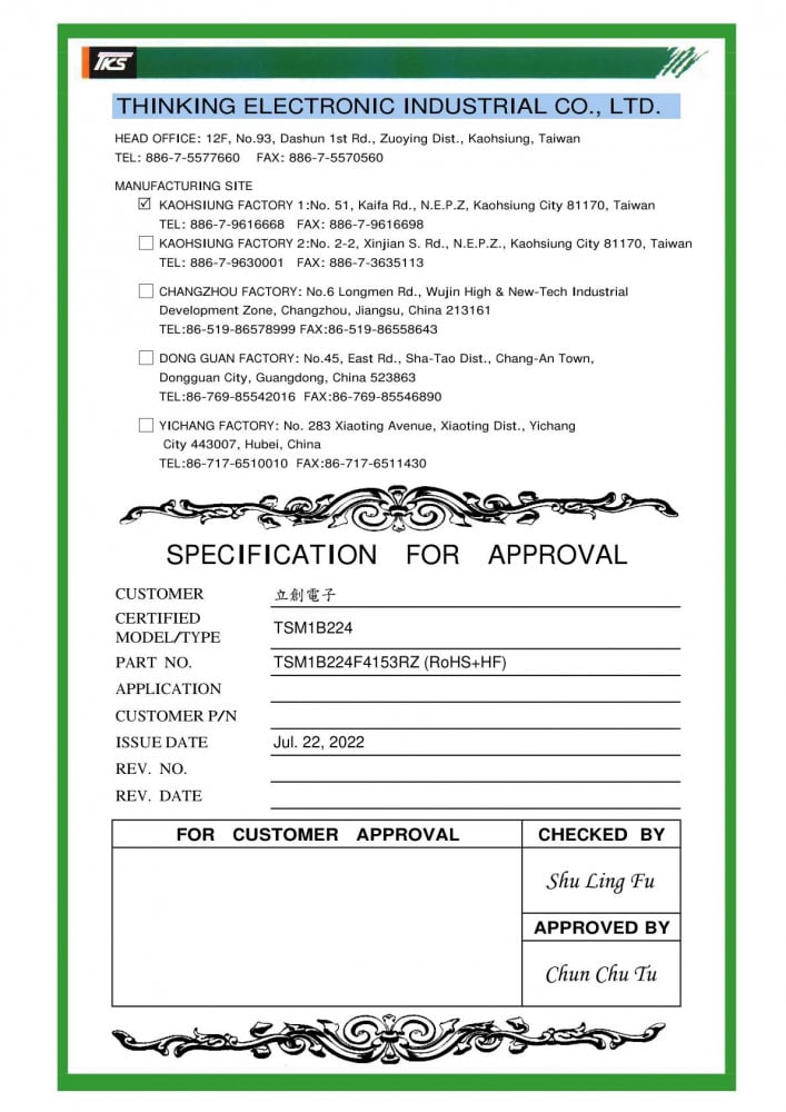 TSM1B224F4153RZ datasheet page 1