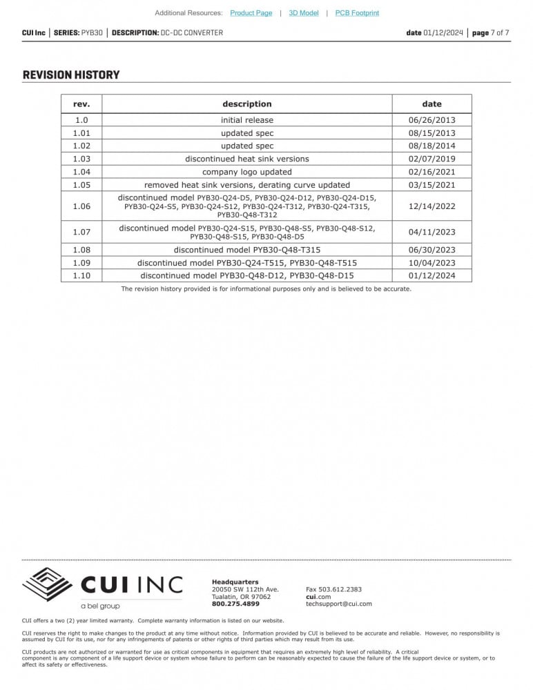 CUI PYB30 datasheet page 7