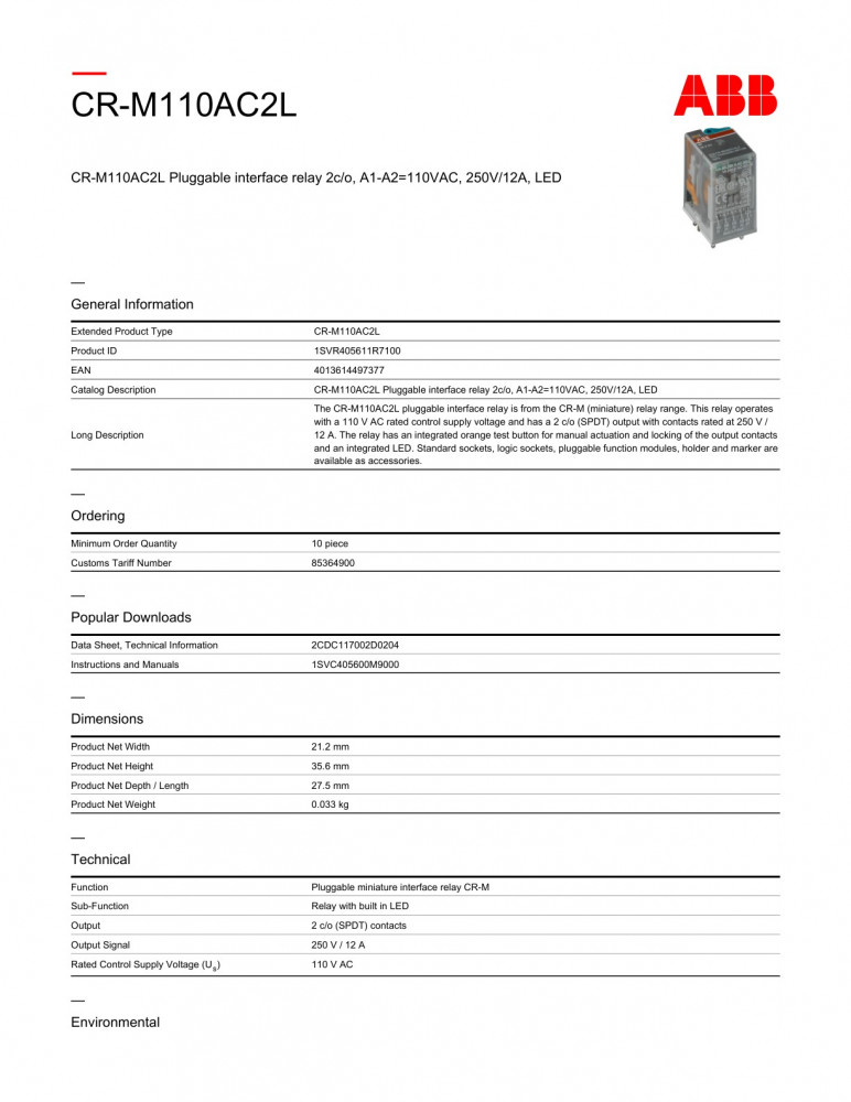 ABB CR-M110AC2L technical document page 1