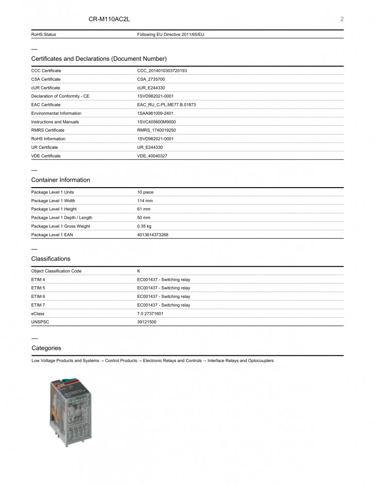 ABB CR-M110AC2L technical document page 2