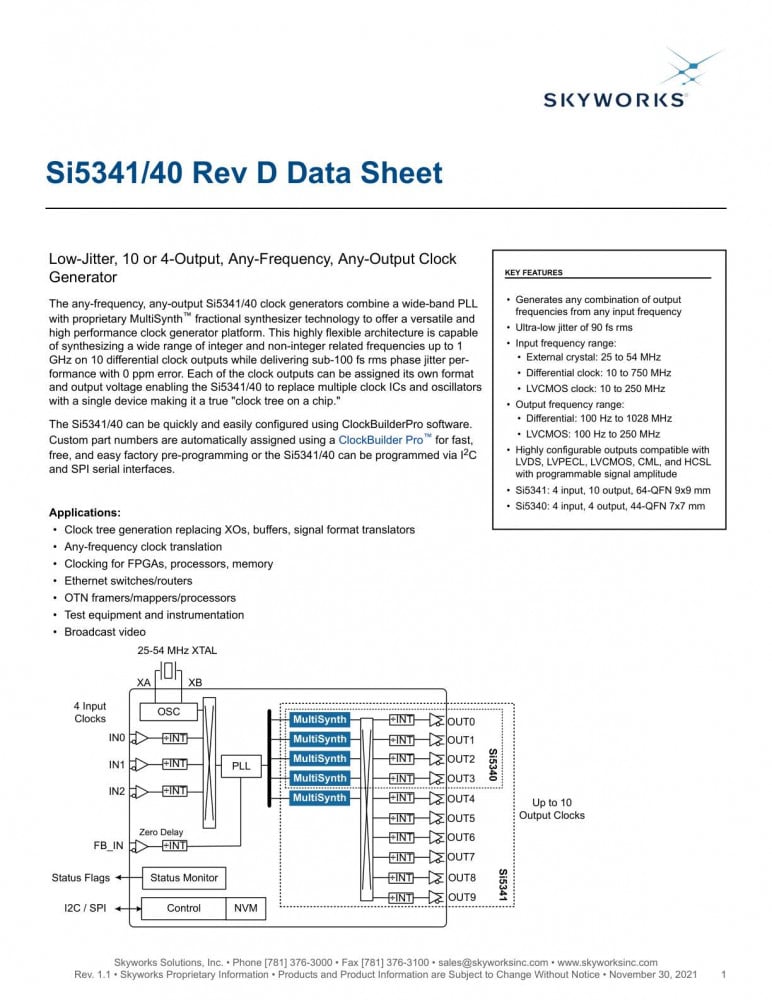 SI5341B-B05239-GM datasheet page 1