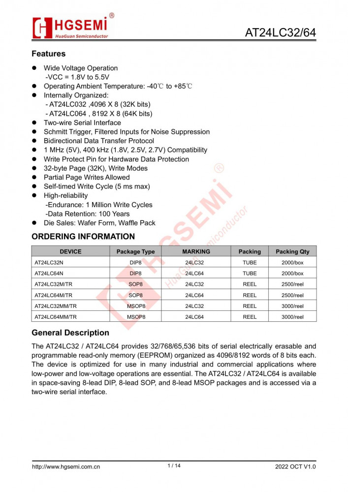AT24LC32M/TR datasheet page 1