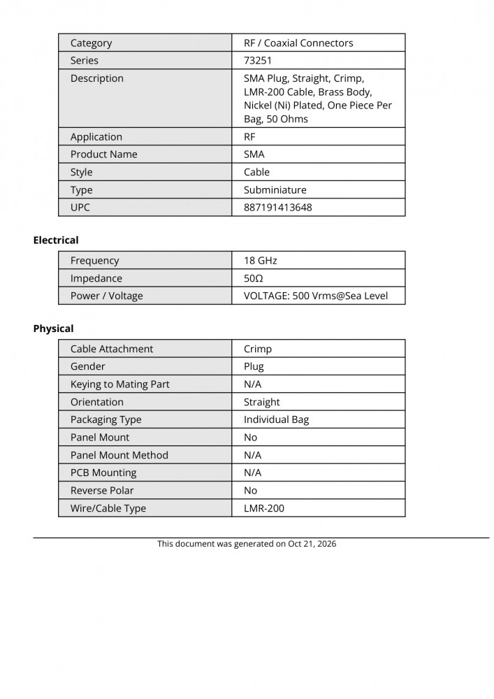 Product document image 2 for Molex part 732514161