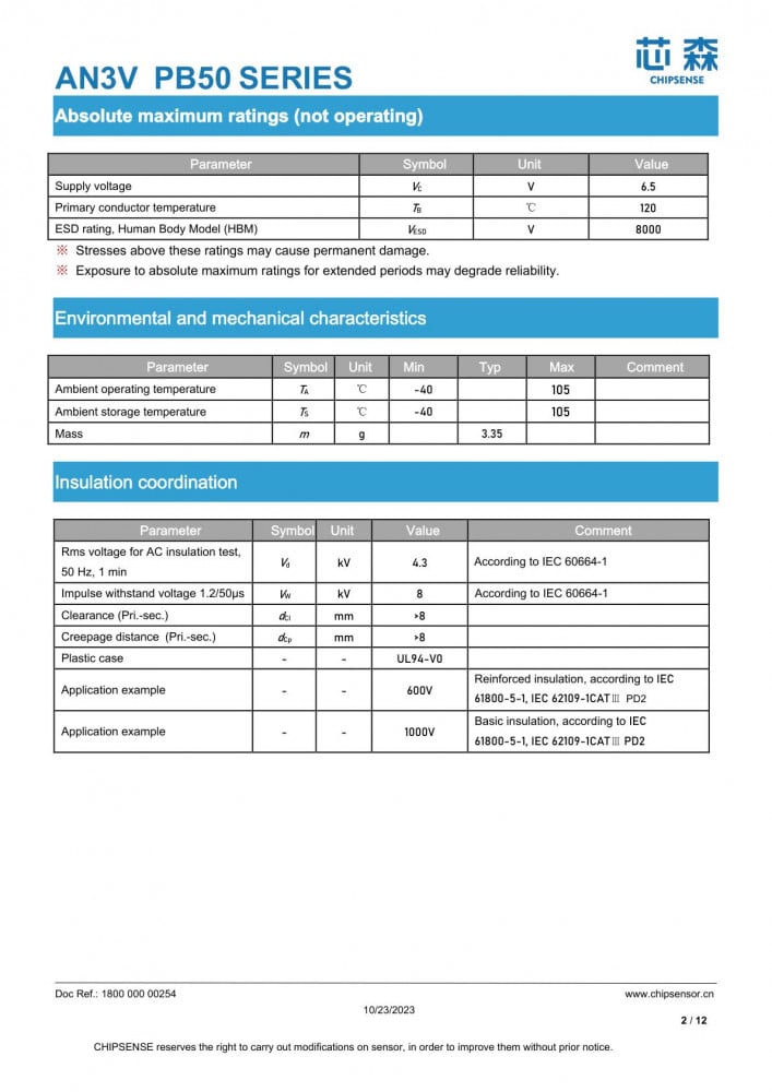AN3V 100 PB50 datasheet page 2