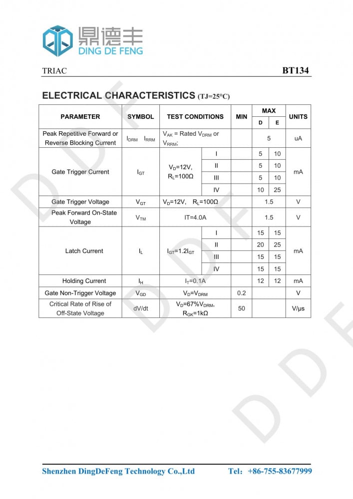 BT134-600-TO-252 technical document page 2