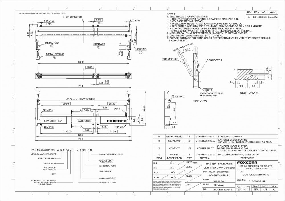 FOXCONN AS0A626-J4R6-7H drawing page 1
