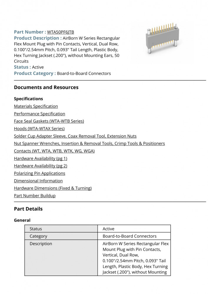 WTA50PF6JTB technical document page 1