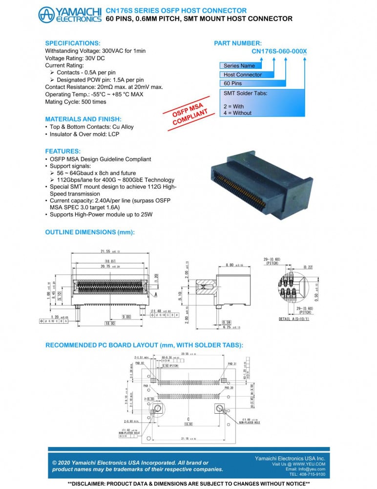 Yamaichi Electronics CN176S-060-0002 technical document page 1