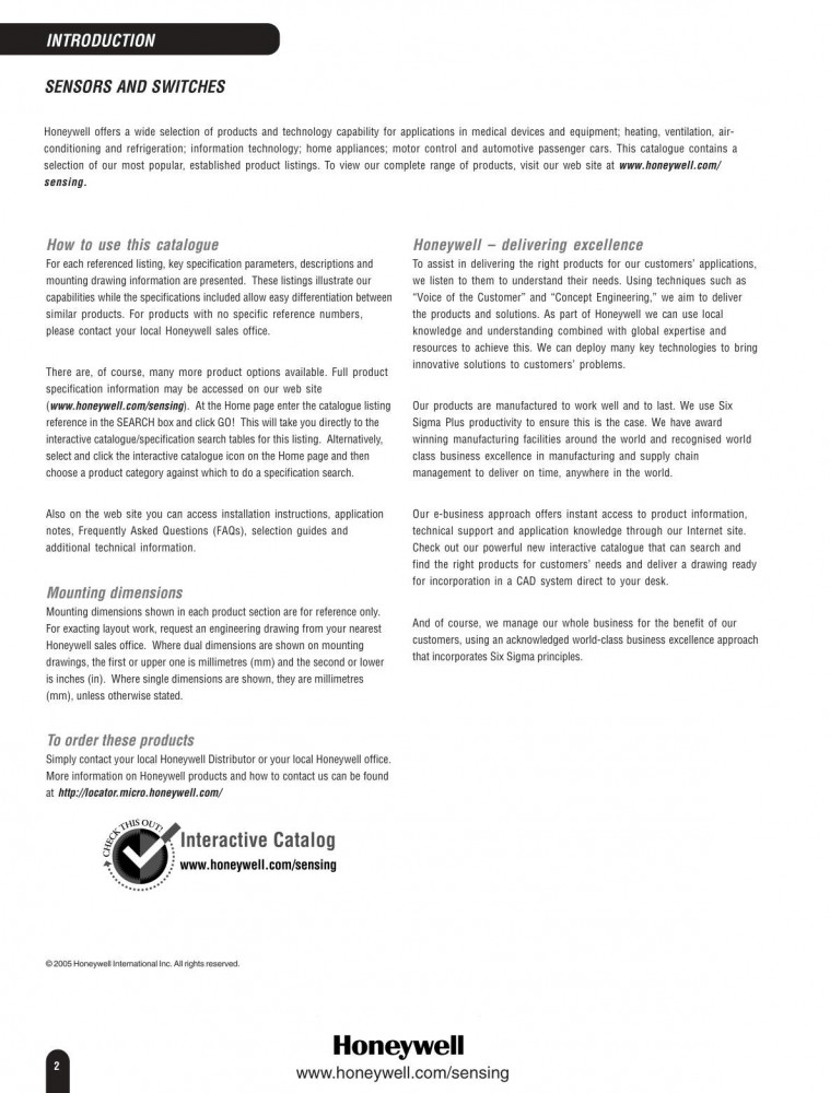 Honeywell catalogue page 2