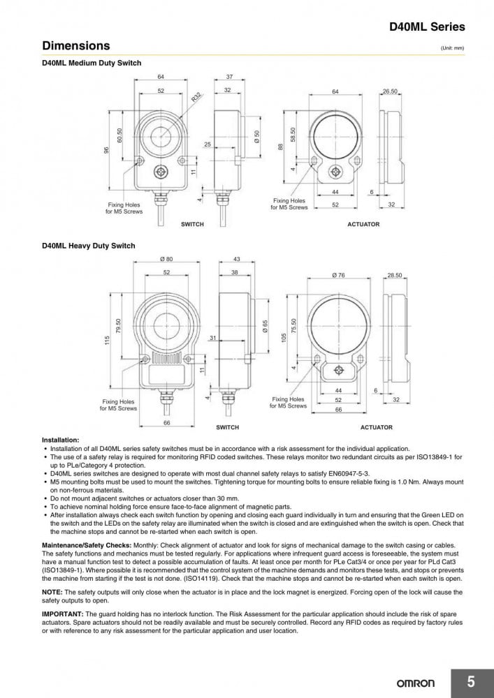 OMRON D40ML technical document page 5