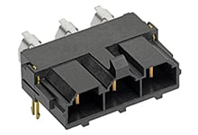 Mini-Fit Sr. Right-Angle Header, 10.00mm Pitch, Single Row, 3 Circuits, 8.30mm Tail Length, for 6.35mm PCB, Tin (Sn) Plating, with Clip, USE NYE LUBE ON MATING SURFACES