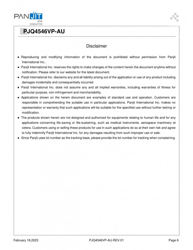 PJQ4546VP-AU datasheet page 6