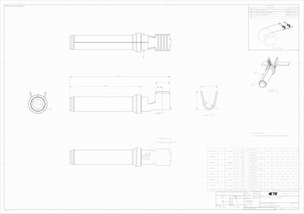 TE Connectivity 2349180-1 controlled drawing preview