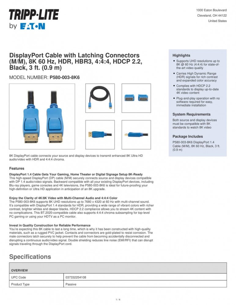 P580-003-8K6 technical document page 1