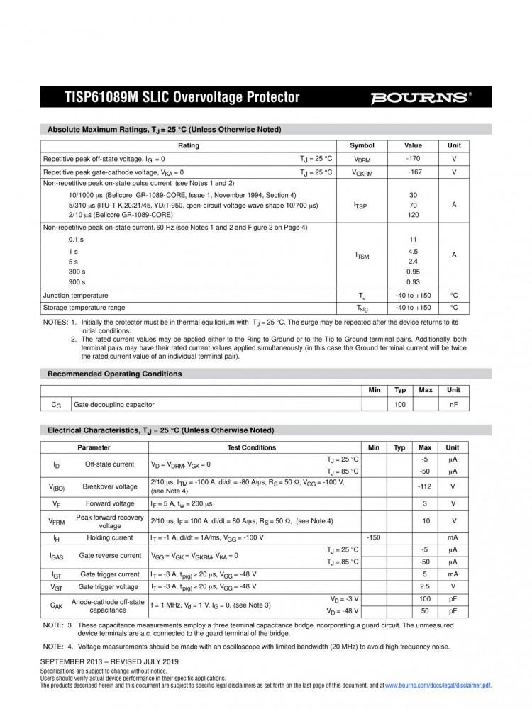 TISP61089MDR-S datasheet page 2