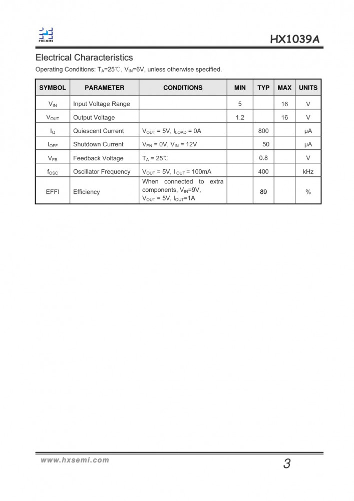 HX1039A-AGC datasheet page 3