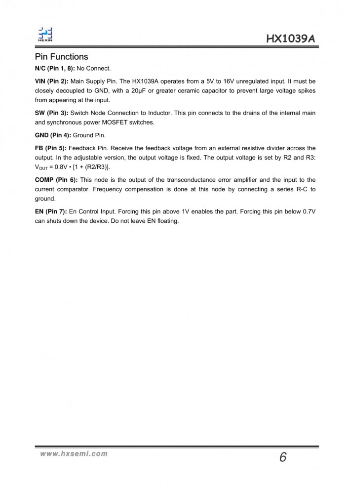 HX1039A-AGC datasheet page 6