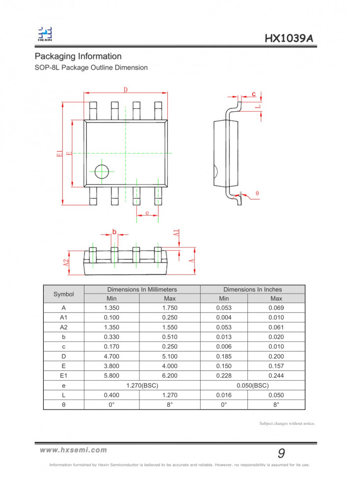 HX1039A-AGC datasheet page 9