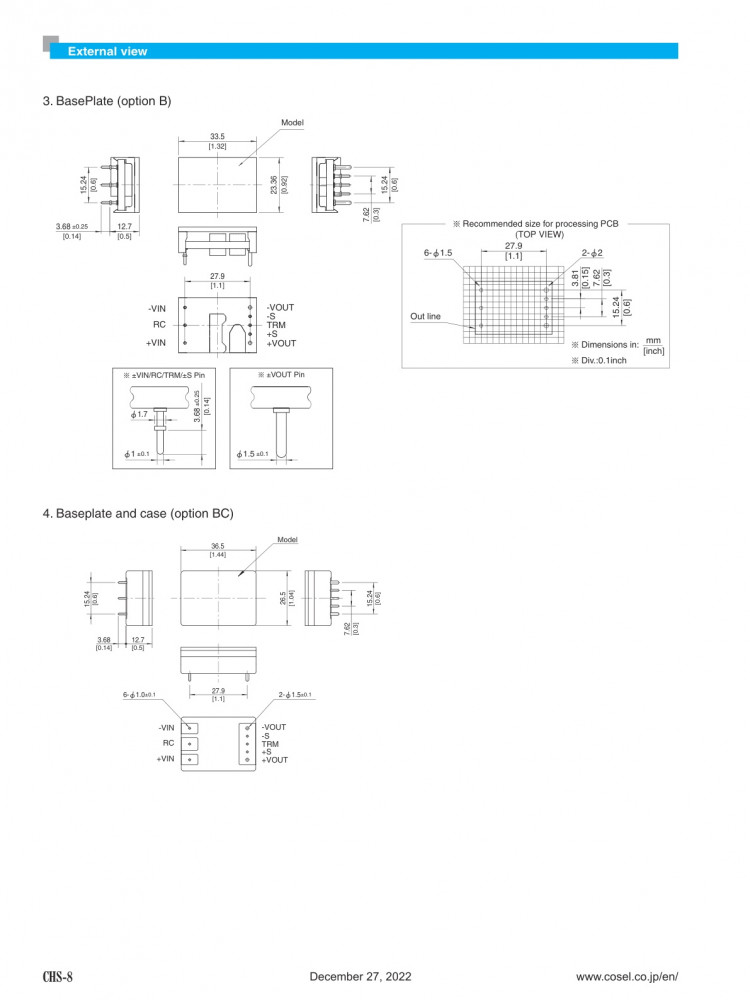 Cosel CHS-series datasheet page 8