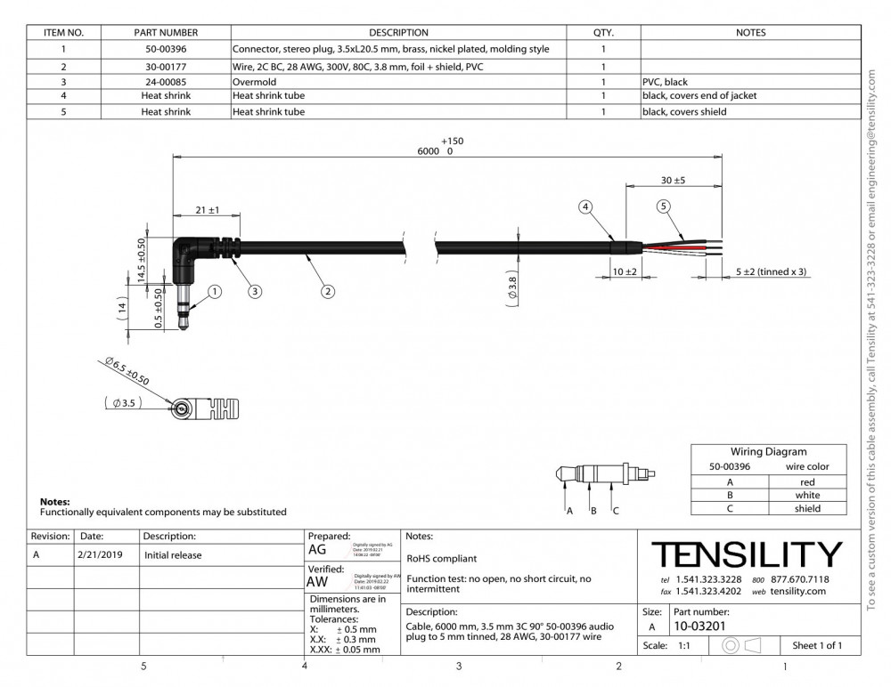 Tensility International 10-03201 technical drawing