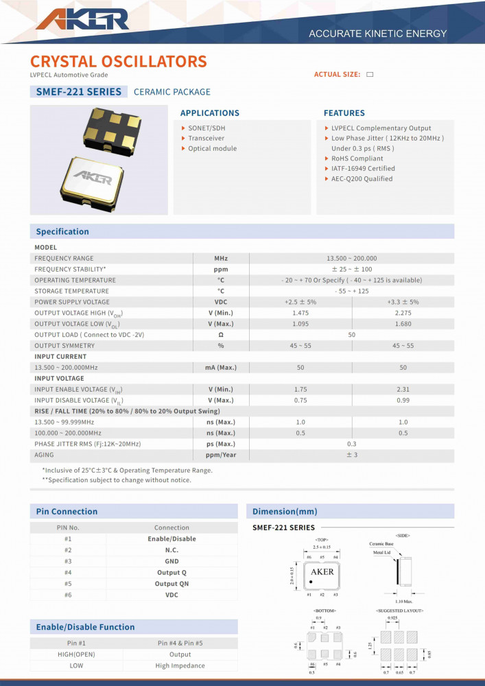 AKER SMEF-221 Series technical documentation image