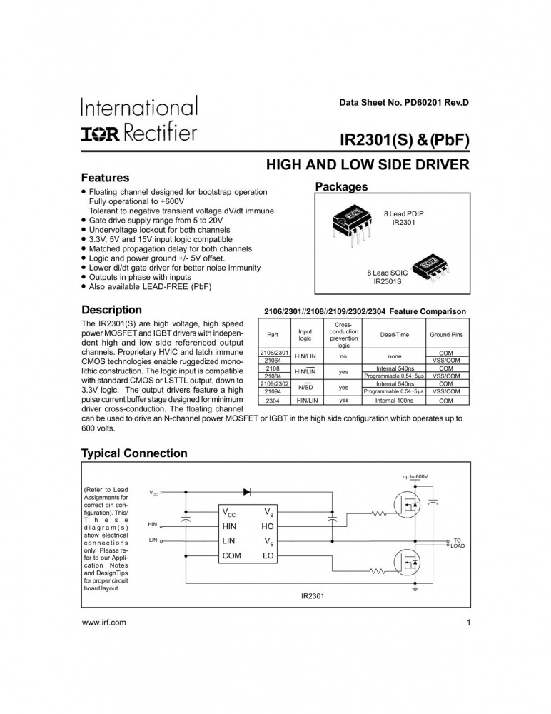 IR2301 technical document page 1