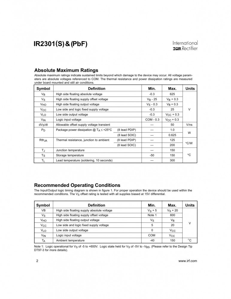 IR2301 technical document page 2