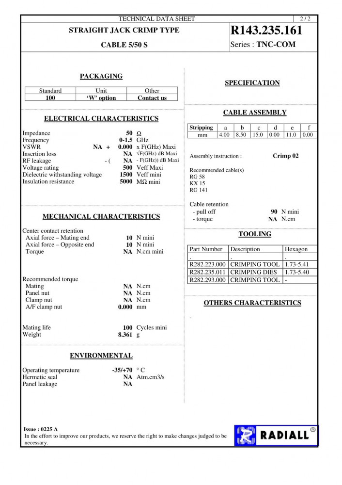 Radiall R143235161 technical document, page 2