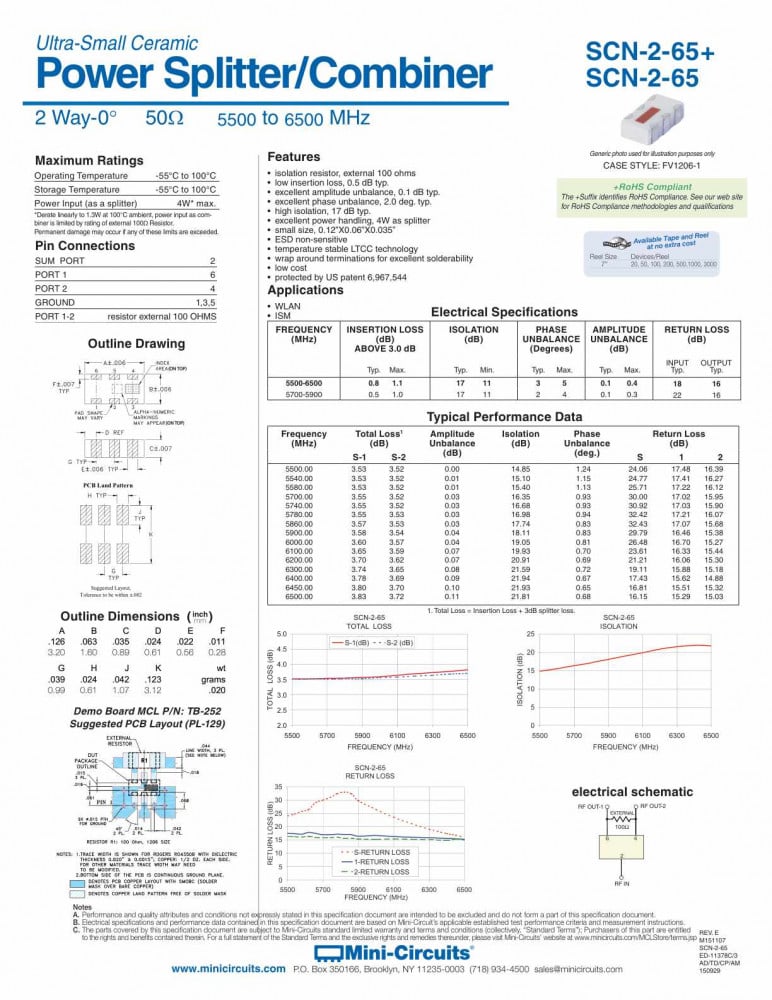 SCN-2-65+ technical datasheet page