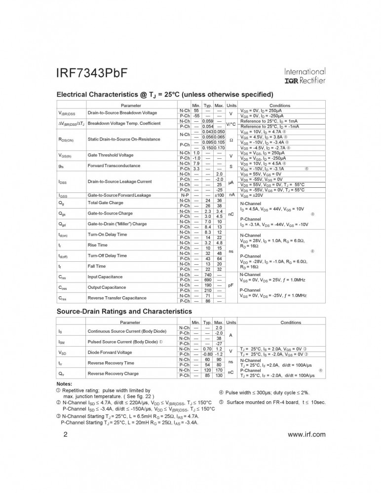 IRF7343TRPBF datasheet page 2