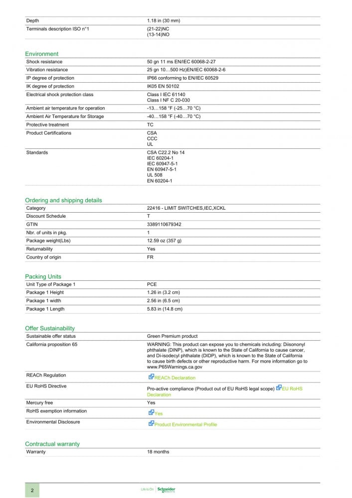 XCKM115H7 product documentation page 2