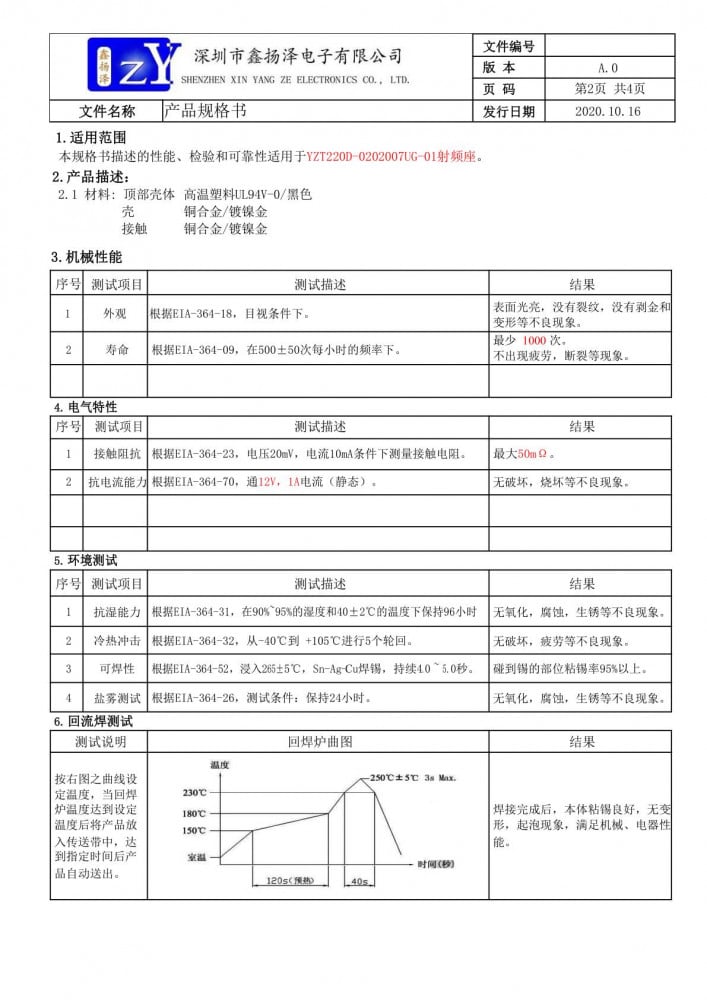 YZT220D-0202007UG-01 specification page 2