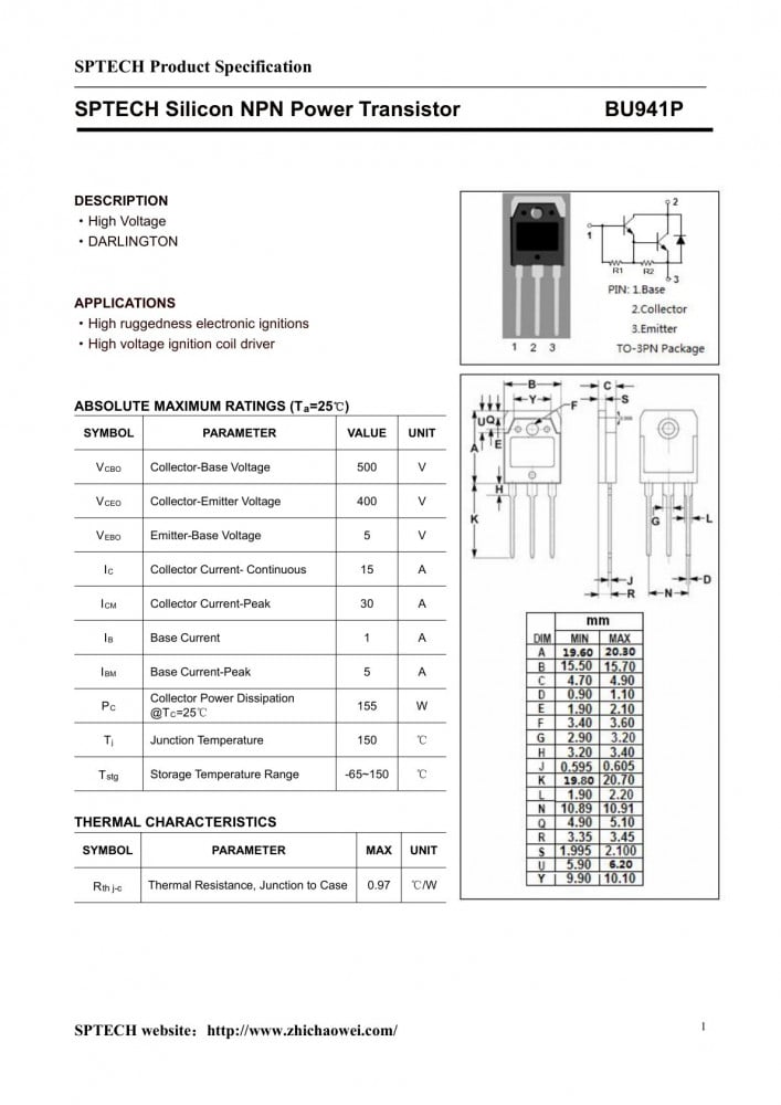BU941P technical document page 1