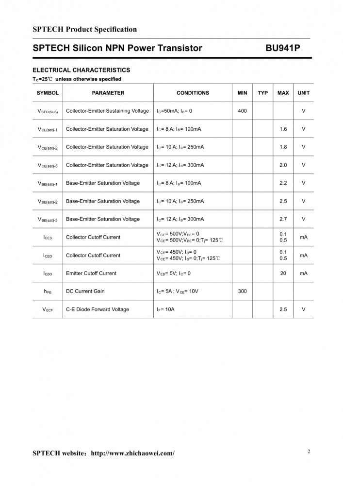 BU941P technical document page 2